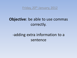 "Outstanding" commas (adding extra information) lesson | Teaching Resources