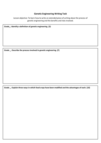 Genetic Engineering - Extended Writing Task | Teaching Resources