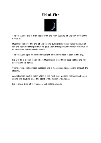Ramadan and Eid ul-Fitr Resource Pack | Teaching Resources