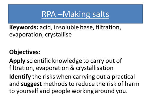 AQA GCSE (2016 9-1 spec) Required Practical: Making Salts | Teaching ...