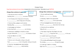 Changing Tenses Practise | Teaching Resources