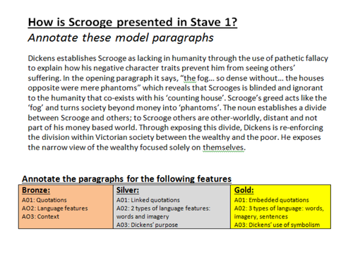 A Christmas Carol: (AQA 1-9) Stave 1 differentiated full lesson on ...
