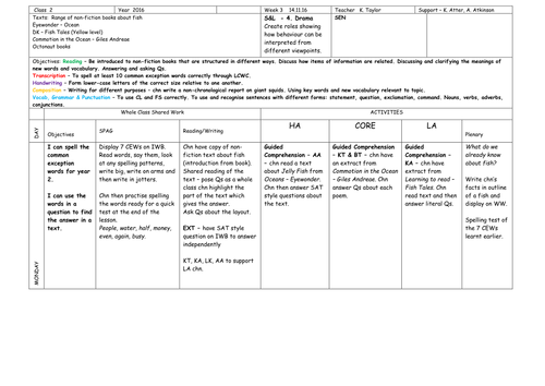 1 week non-fiction English planning for Year 2 on the giant squid ...