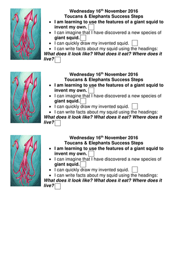 1 week non-fiction English planning for Year 2 on the giant squid ...