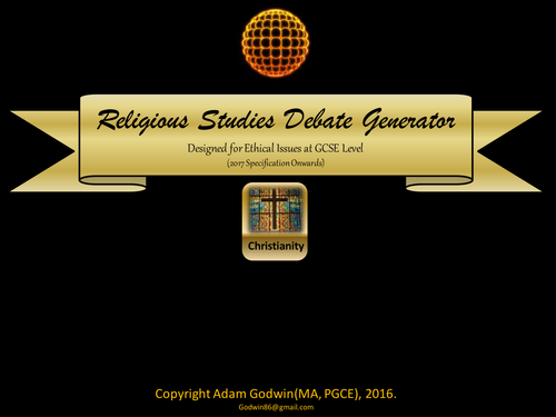 GCSE Christianity - Ethical Debate Generator [Christian Morality ...