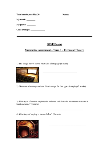 Drama technical/design/types of theatre quiz/test - new specification ...