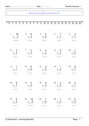 Adding and Subtracting numbers to 20 | Teaching Resources