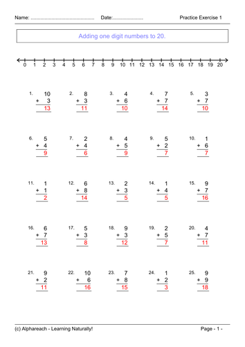 Adding and Subtracting numbers to 20 | Teaching Resources
