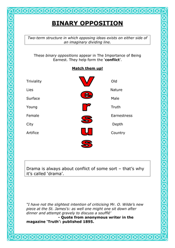 Binary Oppositions | Teaching Resources