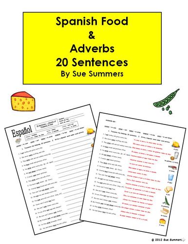 Spanish Food and Adverbs of Time 20 Sentences with Image IDs | Teaching ...