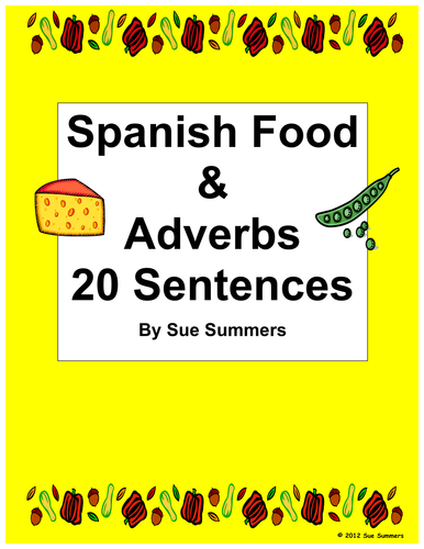 Spanish Food and Meals Bundle of 9 Worksheets, Web Quest, Sketch, and ...