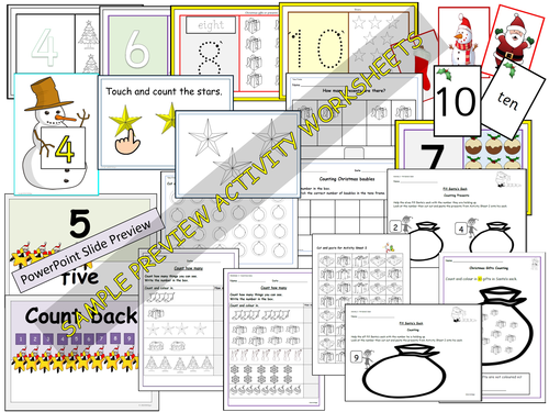 Christmas Theme Counting to 10 Presentation Displays Flash cards ...