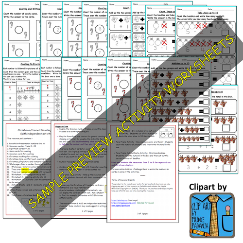 Christmas Theme Counting to 10 Presentation Displays Flash cards ...