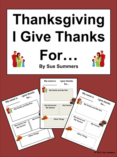 Thanksgiving Writing Activity - I Give Thanks For... | Teaching Resources