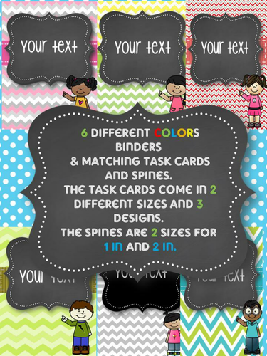 Teacher / student binder covers with matching task cards and spines ...