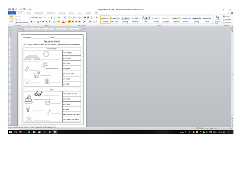 FRENCH - The Four Seasons - Les Quatre Saisons - Worksheets | Teaching ...