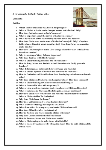 A View from the Bridge Resources | Teaching Resources