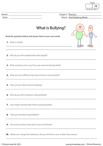 Worksheet: Anti Bullying Week - What is Bullying? | Teaching Resources