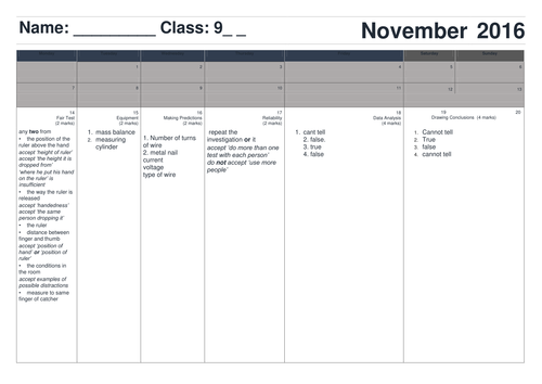Year 9 Science Skills Revision | Teaching Resources