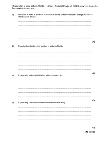 AQA GCSE C3. Structure and Bonding L3 Ionic Compounds | Teaching Resources