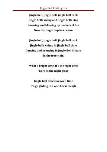 Christmas Music - Jingle Bell Rock Differentiated Resources | Teaching ...