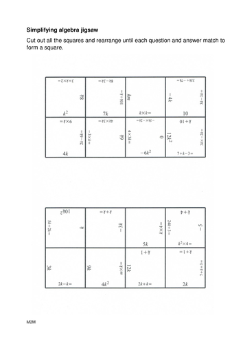 Simplifying algebra jigsaw | Teaching Resources