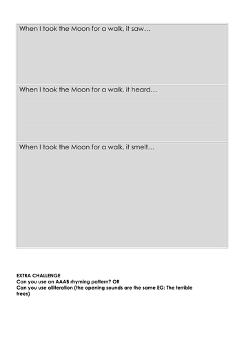 I took the moon for a walk POETRY lesson | Teaching Resources