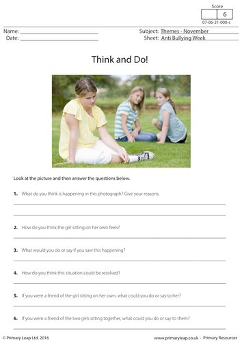 Worksheet: Anti Bullying Week - Think and Do | Teaching Resources
