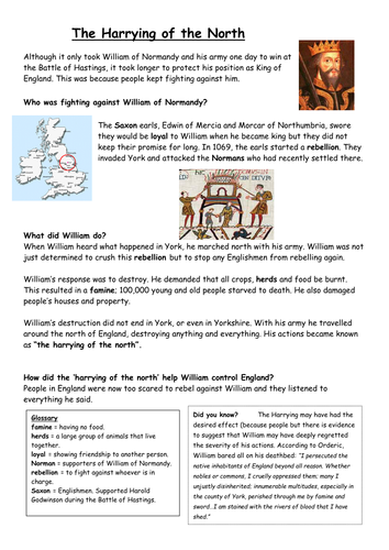 The Norman Conquest - How William I kept control Resources/SOW ...