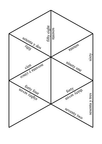 Spanish numbers 1-100 including Tarsia triangle activity and Quiz Quiz ...