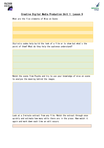 Creative Digital Media Production: Level 2, Unit 1 - Scheme of Work ...