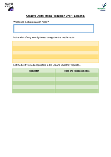 Creative Digital Media Production: Level 2, Unit 1 - Scheme of Work ...