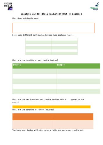 Creative Digital Media Production: Level 2, Unit 1 - Scheme of Work ...