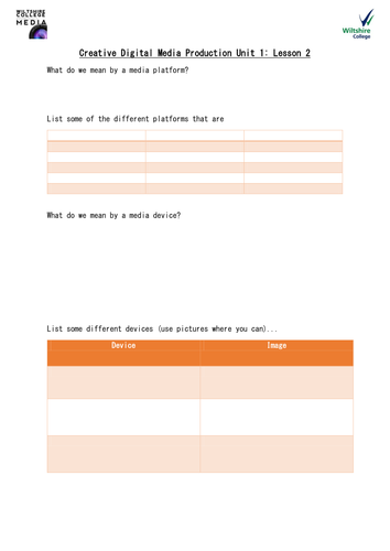 Creative Digital Media Production: Level 2, Unit 1 - Scheme of Work ...