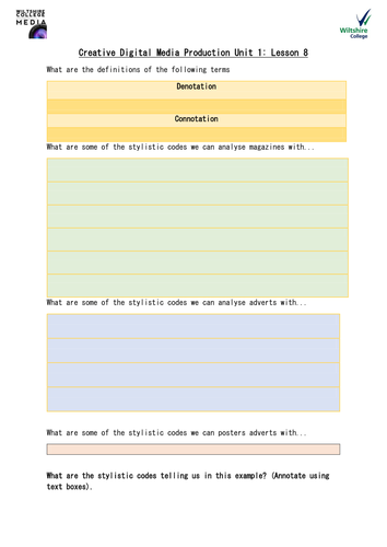 Creative Digital Media Production: Level 2, Unit 1 - Scheme of Work ...