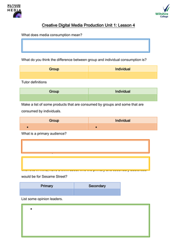 Creative Digital Media Production: Level 2, Unit 1 - Scheme of Work ...