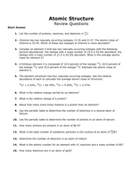 Atomic Structure HOMEWORK w/ ANSWERS, Multiple choice Exam Practice ...