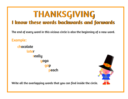 I know these words backwards and forwards (Thanksgiving) | Teaching ...