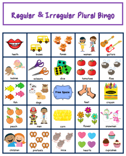 Plural Bingo {Regular Plurals, Irregular Plurals, & Combo} | Teaching ...