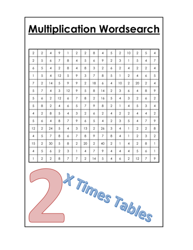 Multiplication Wordsearch 2X tables | Teaching Resources