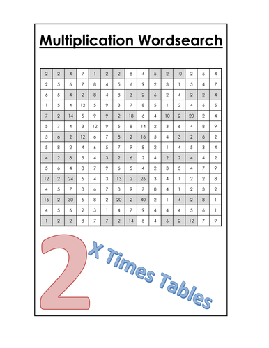Multiplication Wordsearch 2X tables | Teaching Resources
