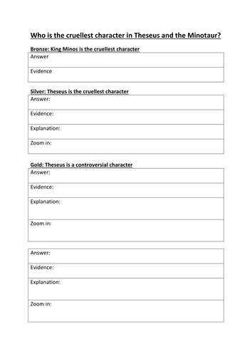 Theseus and the Minotaur: differentiated for KS2/KS3 (myths and legends ...