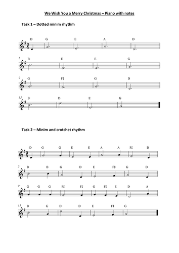 Christmas Keyboard Music - We Wish you a Merry Christmas | Teaching ...