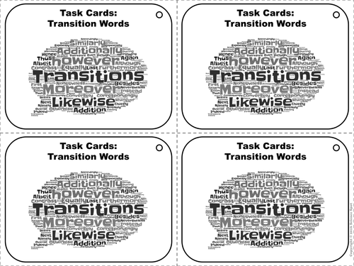 Transition Words Task Cards | Teaching Resources