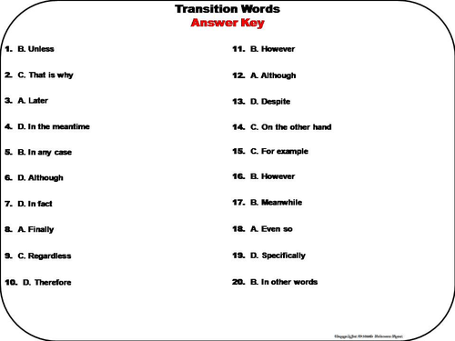 Transition Words Task Cards | Teaching Resources