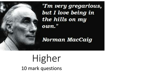 Higher 10 mark question - Revision work | Teaching Resources