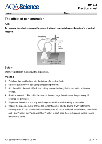 Lesson 5 Affect of concentration on the rate of a reaction | Teaching ...