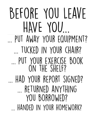 Before You Leave Checklist | Teaching Resources