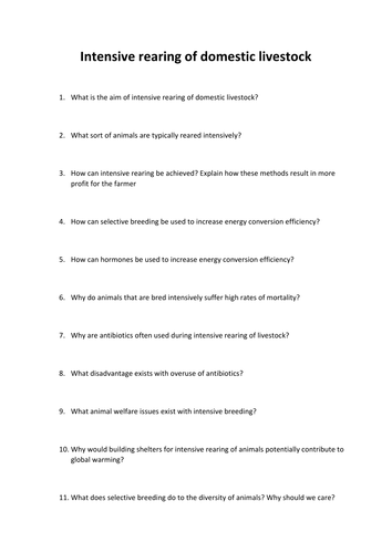 Intensive rearing of livestock | Teaching Resources