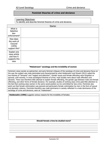 Sociological perspectives of crime and deviance | Teaching Resources